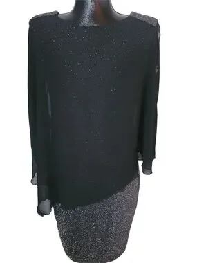 Papillon Blanc | Dresses | Papillon Black And Silver Sheer Capelet ...